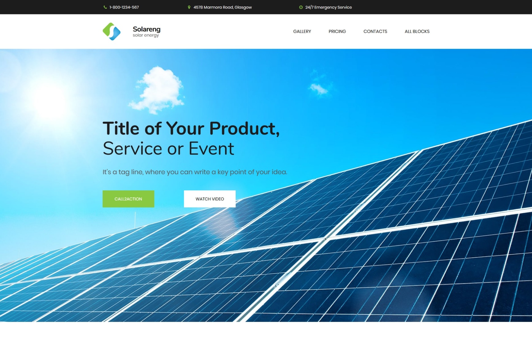 One Page Solar Web Template for Green Energy Site - MotoCMS