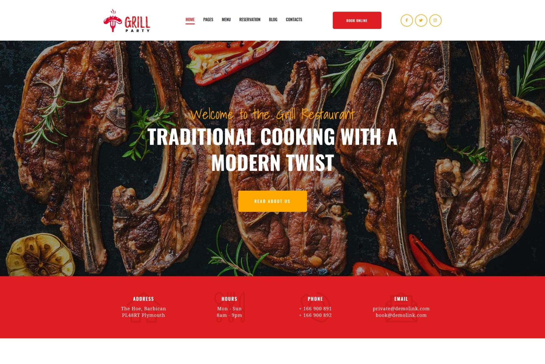 BBQ Website Template for Grill Restaurant - MotoCMS