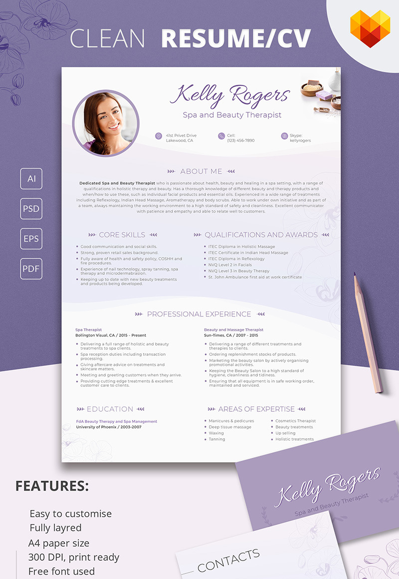 Beauty Therapist Resume Template - MotoCMS