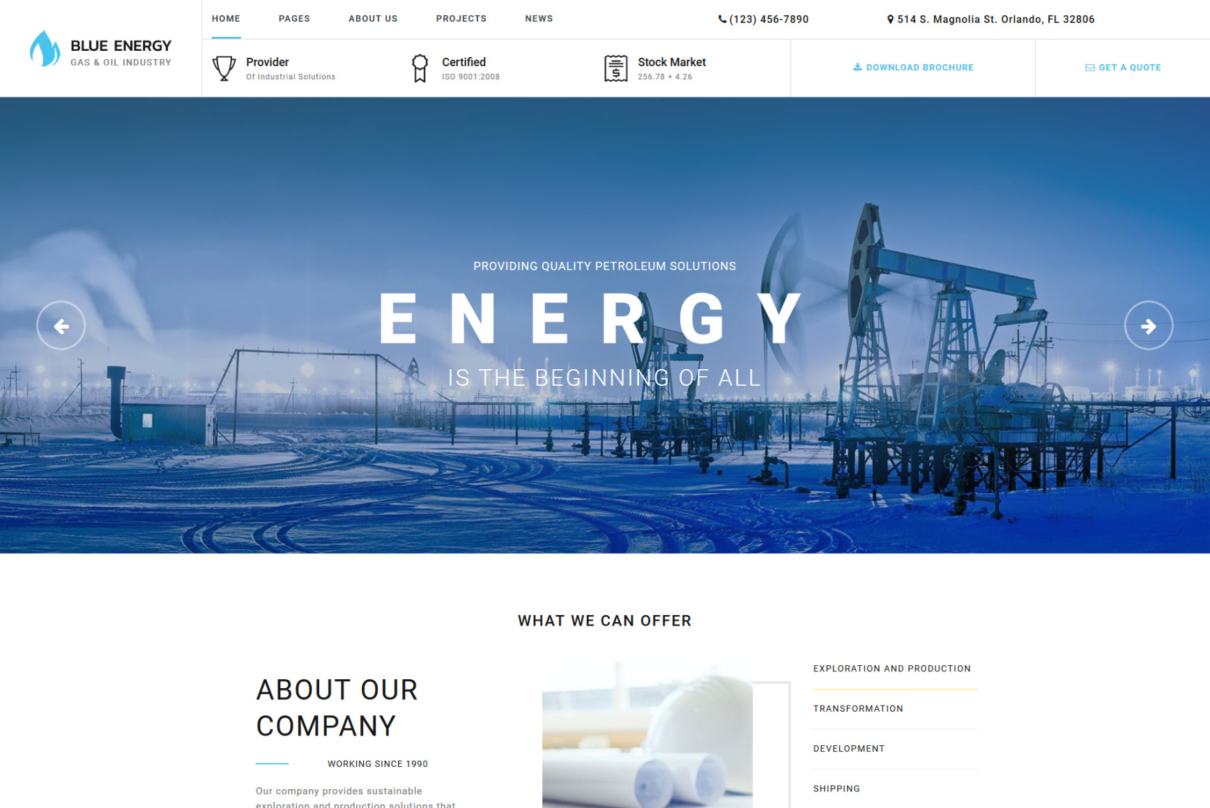 Industrial Company Website Template for Oil & Gas Site - MotoCMS