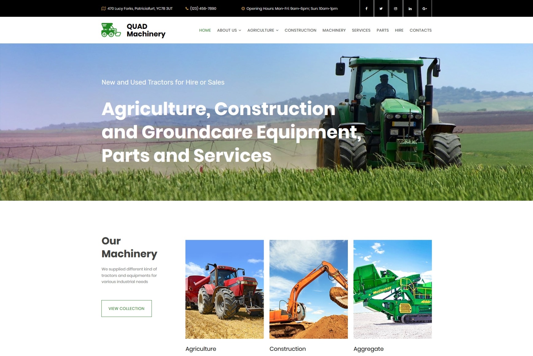 Tractor Website Template for Machinery Rentals - MotoCMS