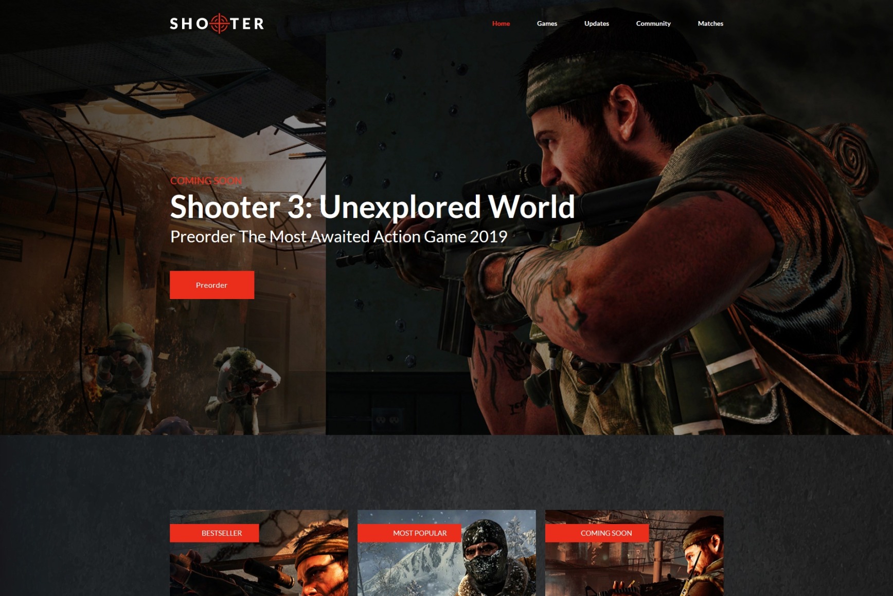 Gaming Web Template for Action Games - MotoCMS