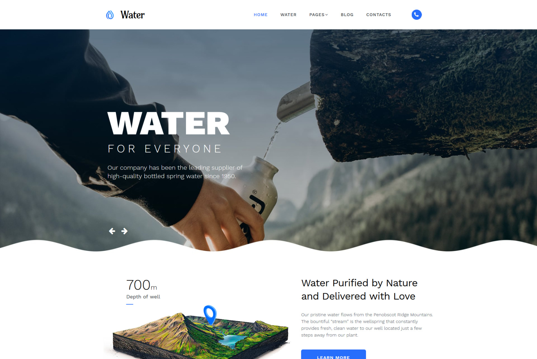 Water Website Design Template for Spring Water Supplier - MotoCMS