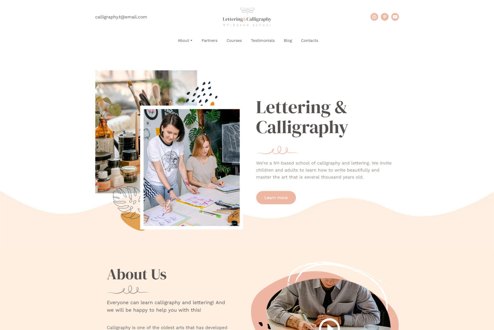 Lettering Website Design for Calligraphy Classes - MotoCMS