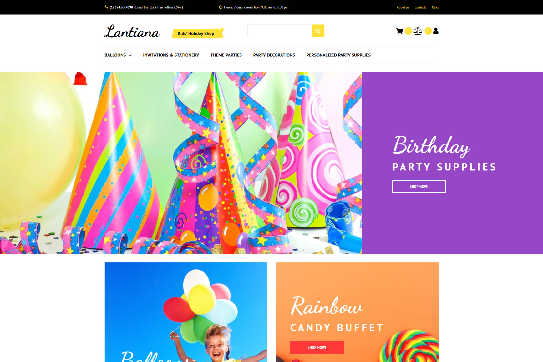 Party Website Template for Event Supplies Store - MotoCMS