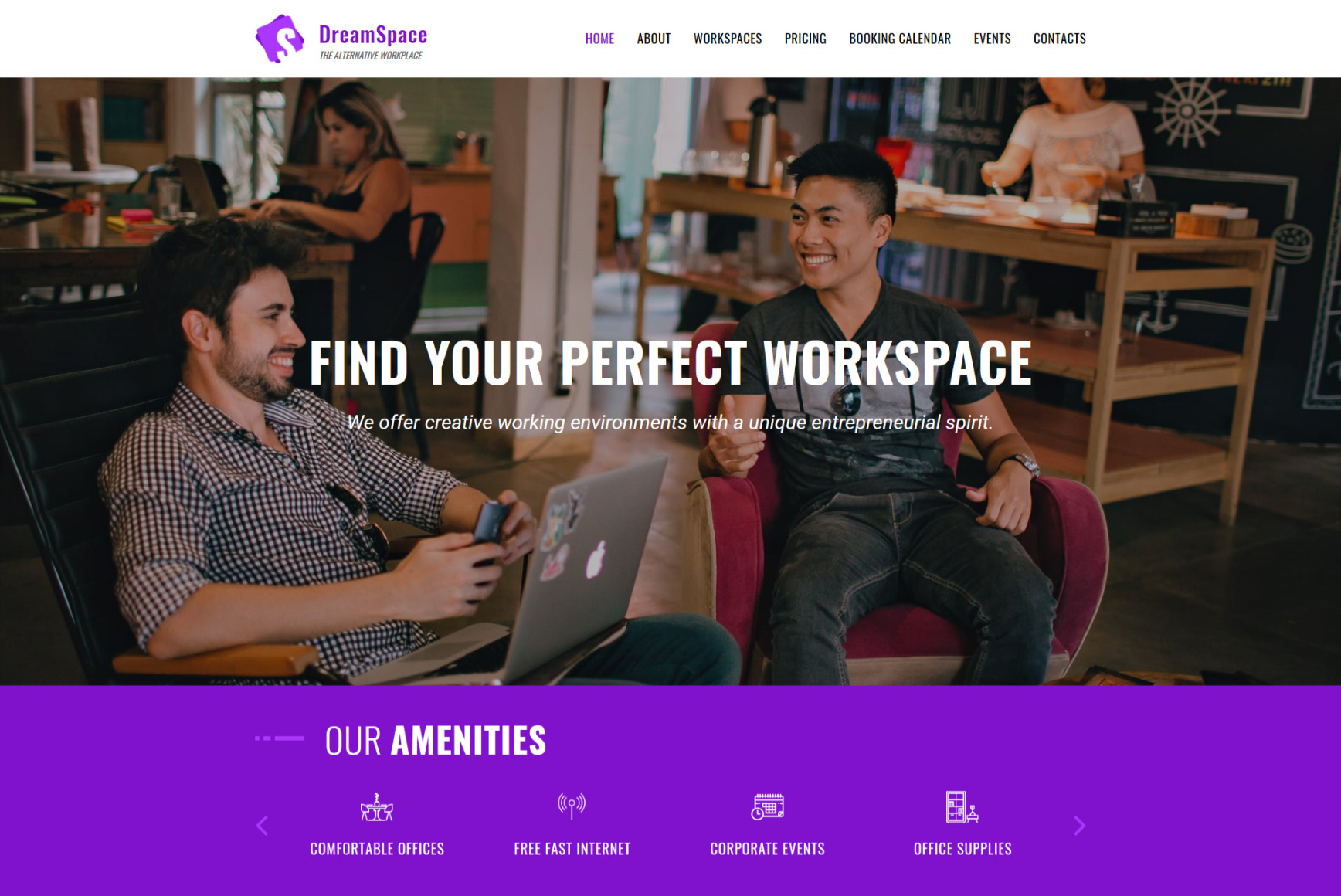 Coworking Website Template for Shared Workspace Site - MotoCMS