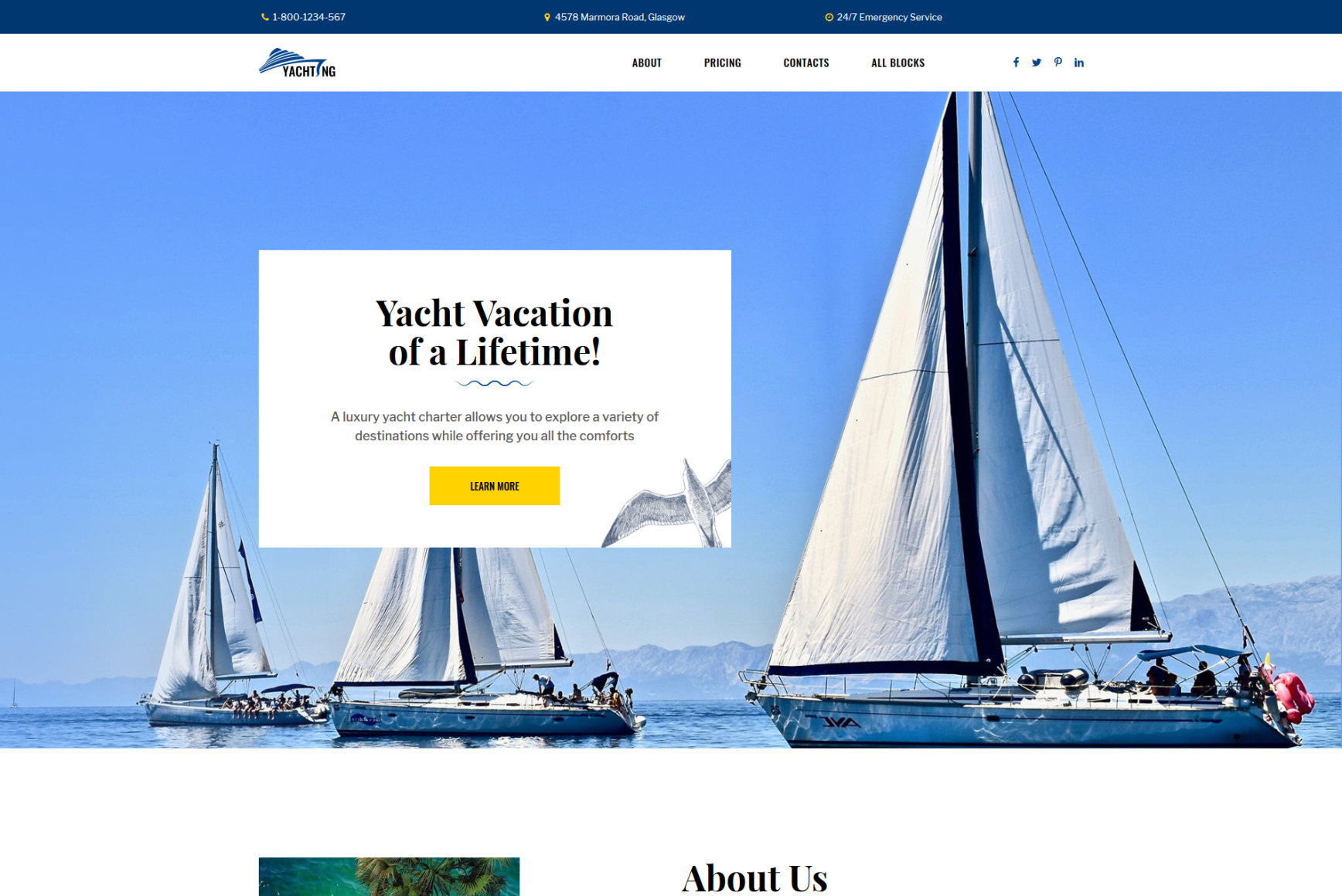 Yachting Landing Page Template for Sailing Website - MotoCMS