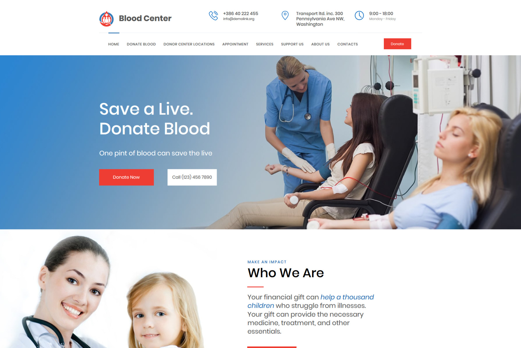 Blood Donation Website Template for Blood Bank - MotoCMS