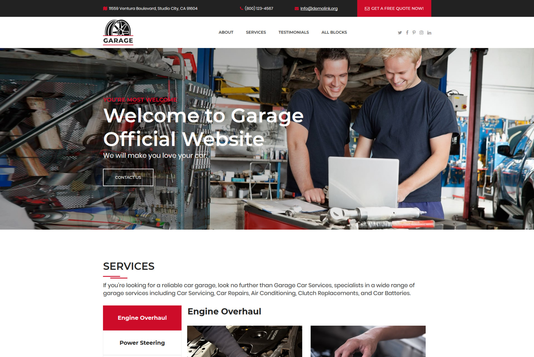 Car Garage Website Template for One-Page Site - MotoCMS