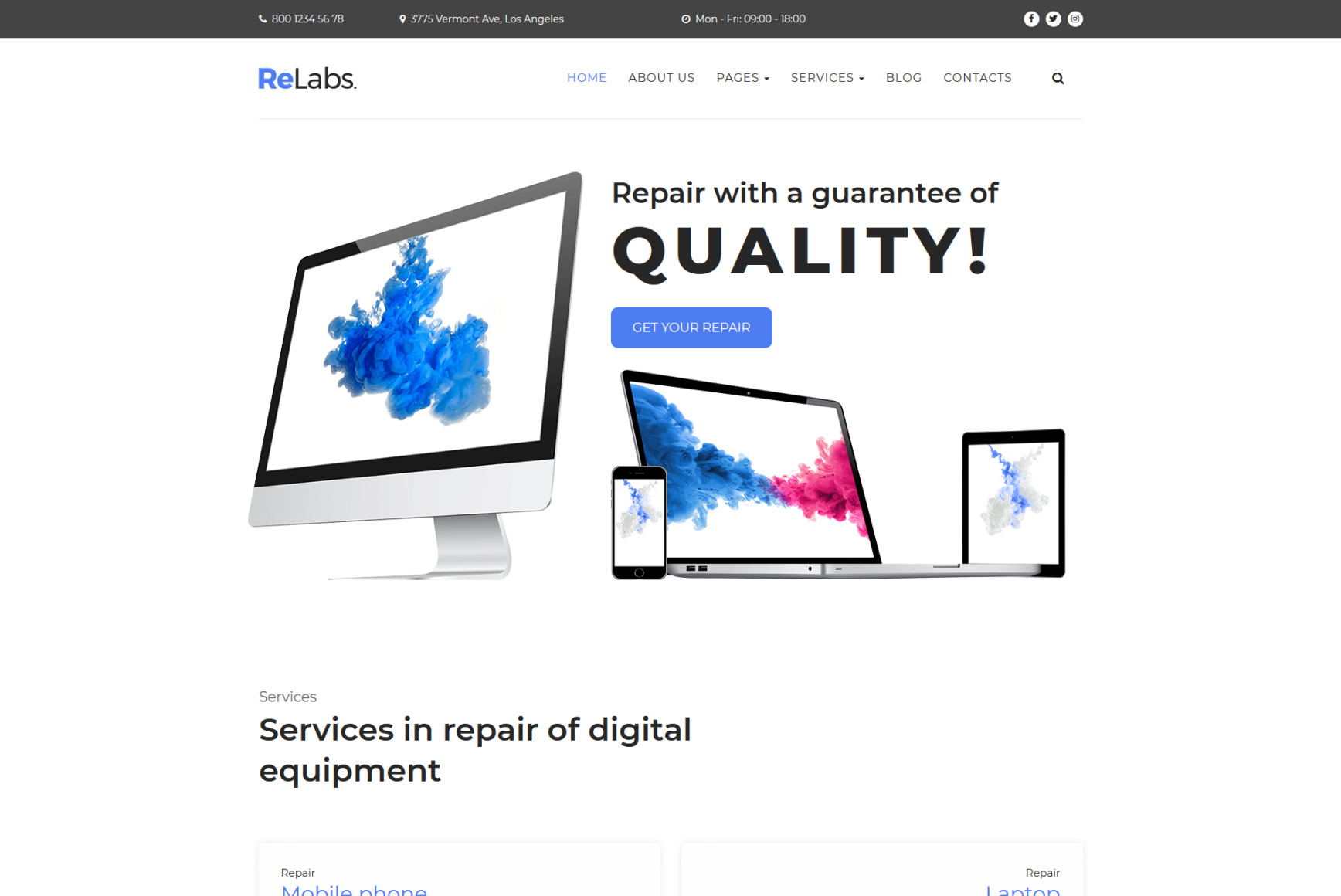 Laptop Repair Website Template for Service Center - MotoCMS