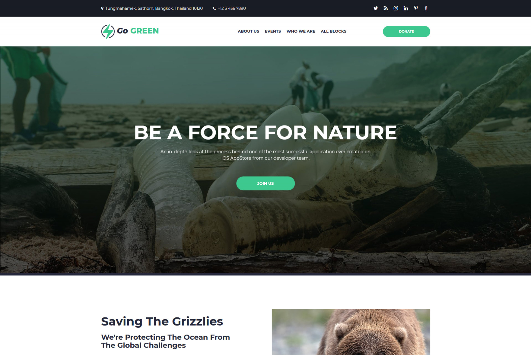 Go Green - Free One Page Website Template - MotoCMS