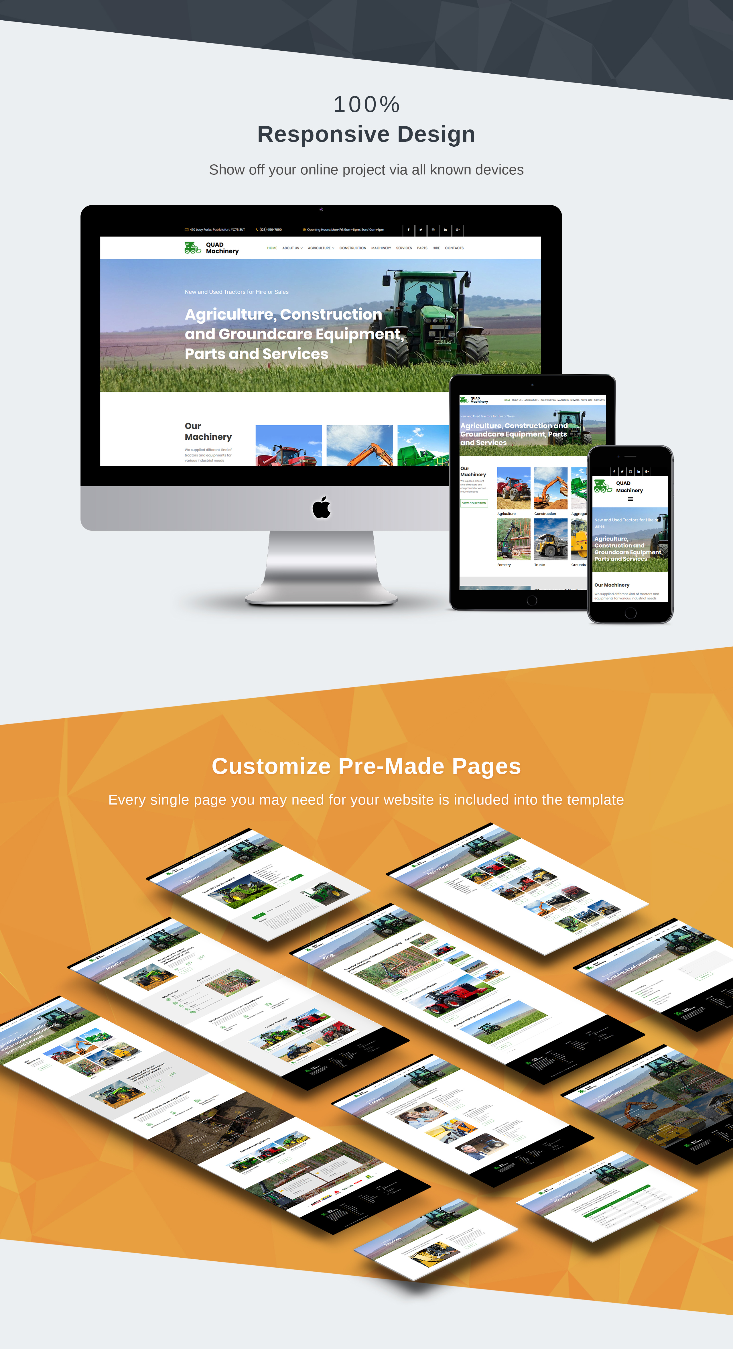 Tractor Website Template for Machinery Rentals - MotoCMS