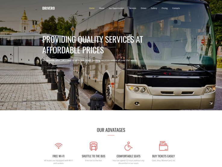 Bus Rental Website Design - Drivero | TemplateMonster
