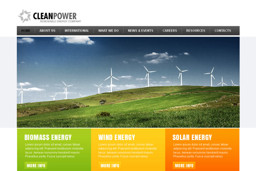 Alternative Power Website Template with a Horizontal Menu Bar - MotoCMS