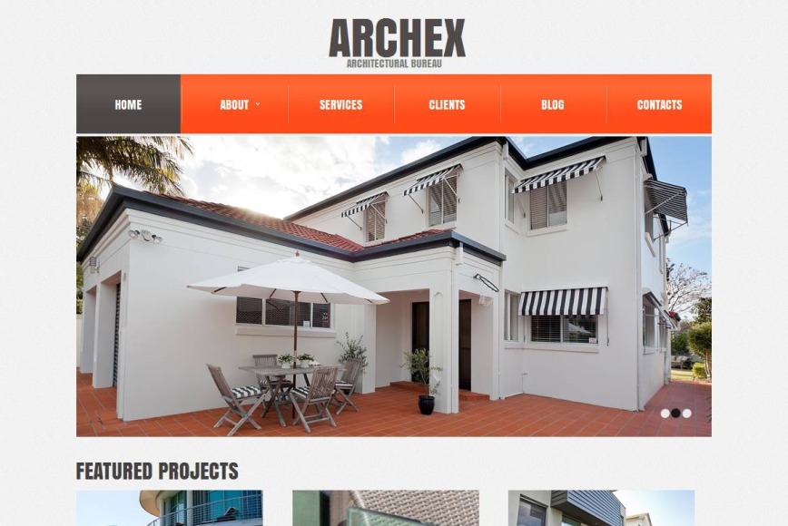 Gray Architecture Website Template with Orange Navigation Menu - MotoCMS