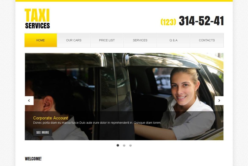 Minimalist Website Template for Taxi Services - MotoCMS