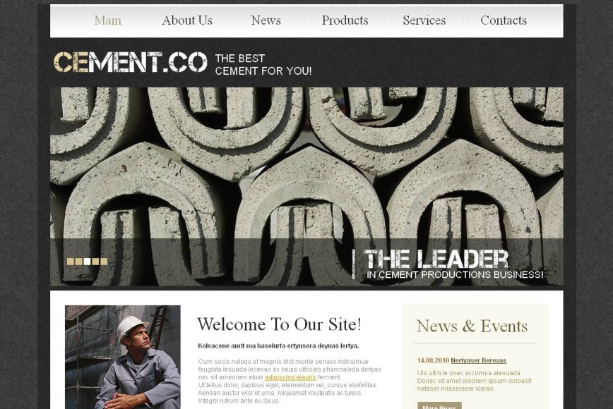 Cement Manufacturer Website Template Done in Gray Color - MotoCMS