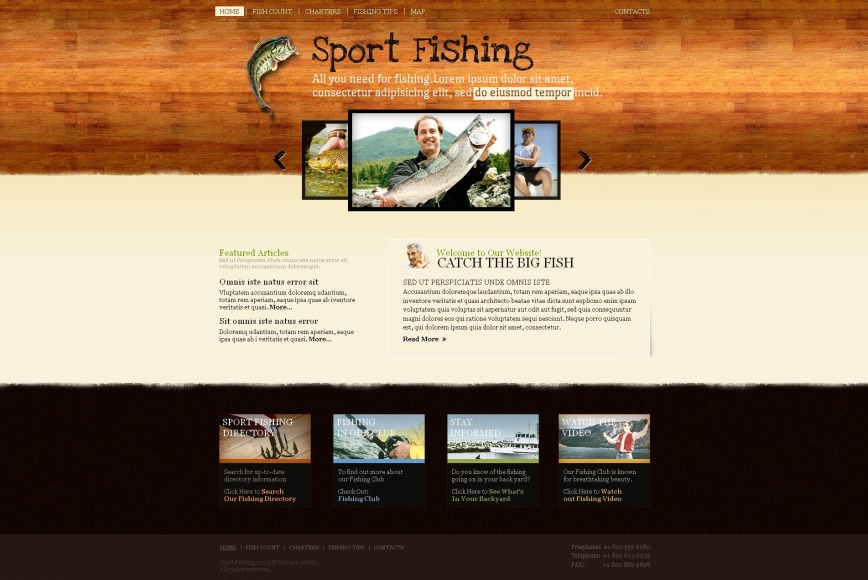 Creative Fishing Website Template with Carousel Photo Gallery - MotoCMS
