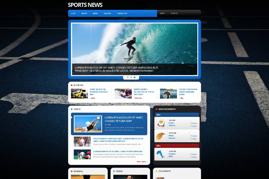 Sports Portal Website Template with Grid Gallery - MotoCMS