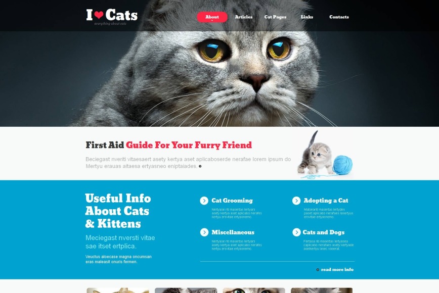 Cats Web Template with Sliding Thumbnails - MotoCMS