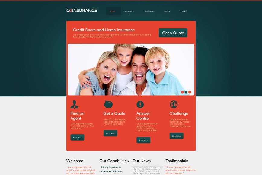 Insurance Website Template with Dark Header - MotoCMS