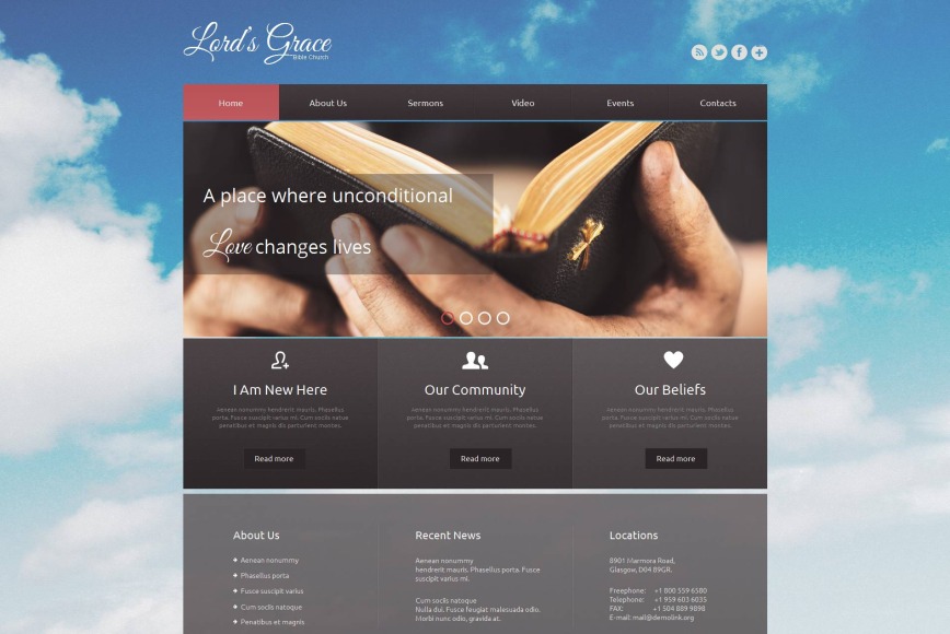 Religious Website Template with Sky Background Image - MotoCMS