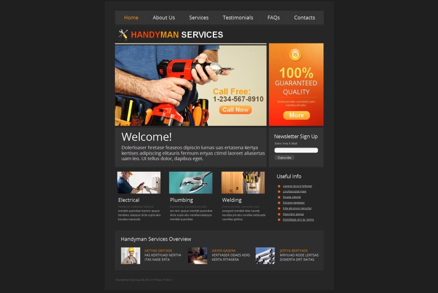 Handyman Services Website Template Designed in Black Color - MotoCMS