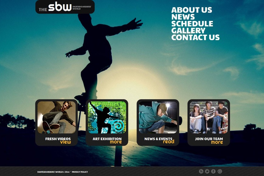 Skateboarding Website Template with Grid Photo Gallery - MotoCMS