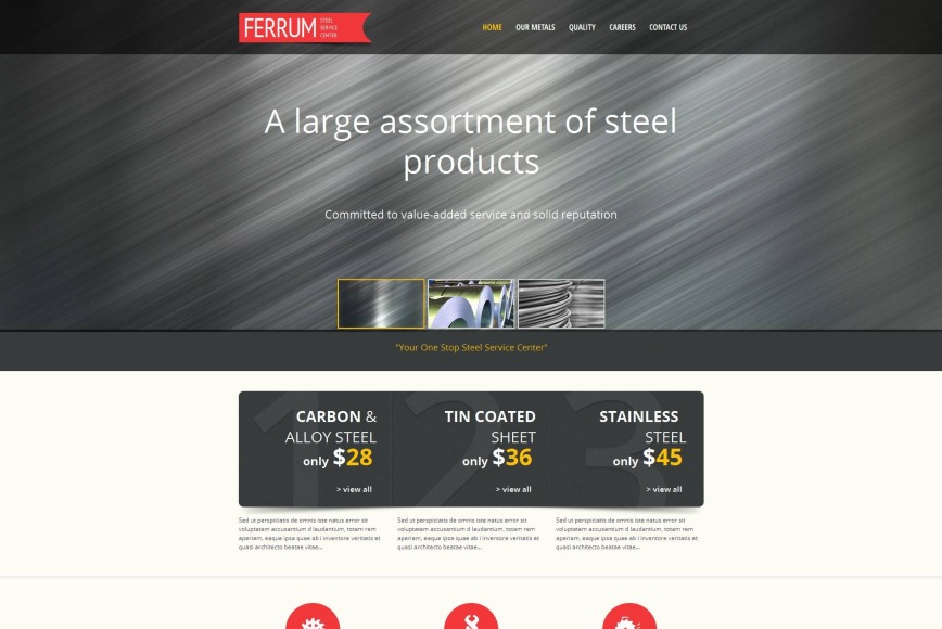 Steel Service Center Website Template with Creative Homepage Design ...