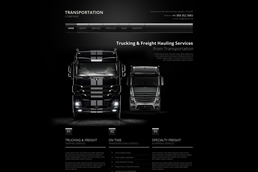 Transportation Website Template with Black Design - MotoCMS