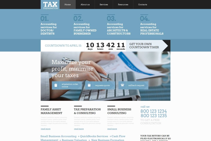 Tax Services Website Template - MotoCMS