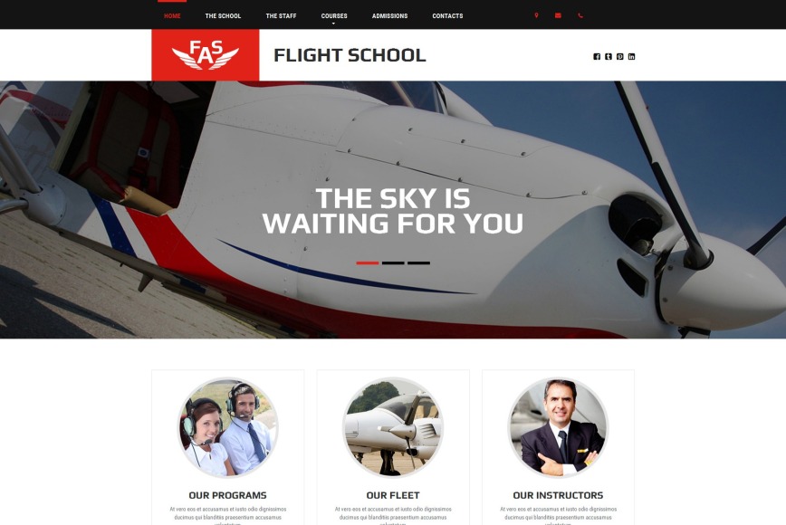 Flight School Website Template for Flying Lessons - MotoCMS