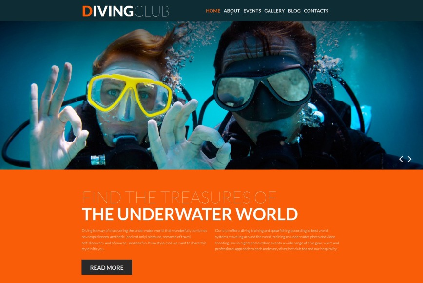 Water Sports Website Template for Scuba Diving Club - MotoCMS