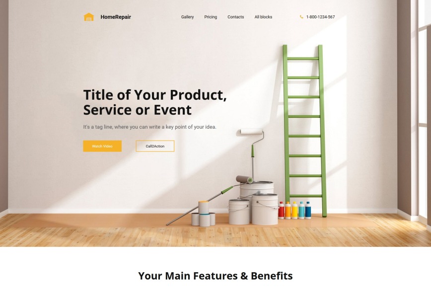Home Improvement Landing Page for House Repair - MotoCMS