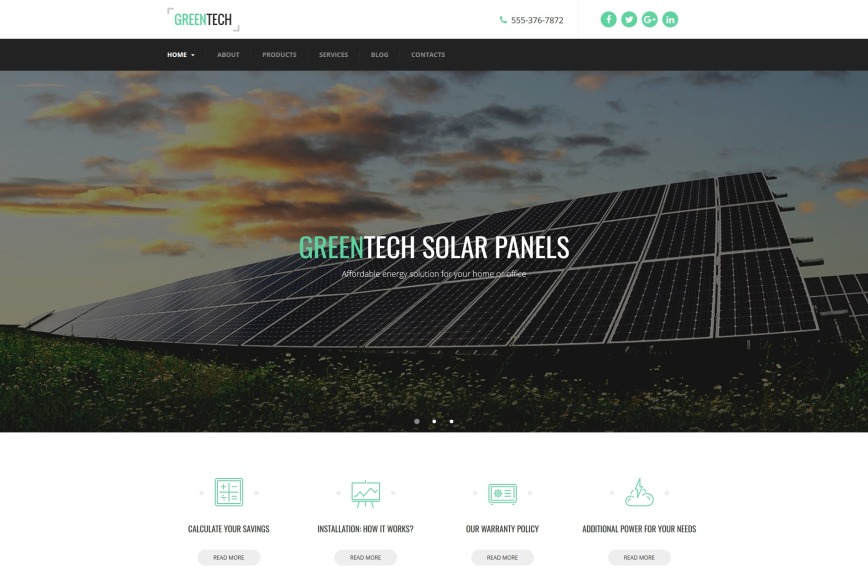 Best Solar Website Design for Energy Company - MotoCMS