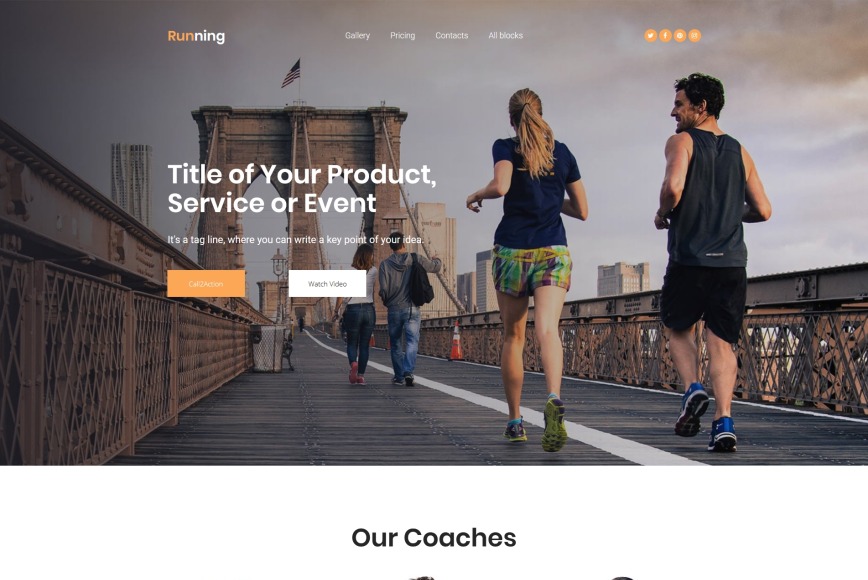 One Page Running Club Website Template - MotoCMS