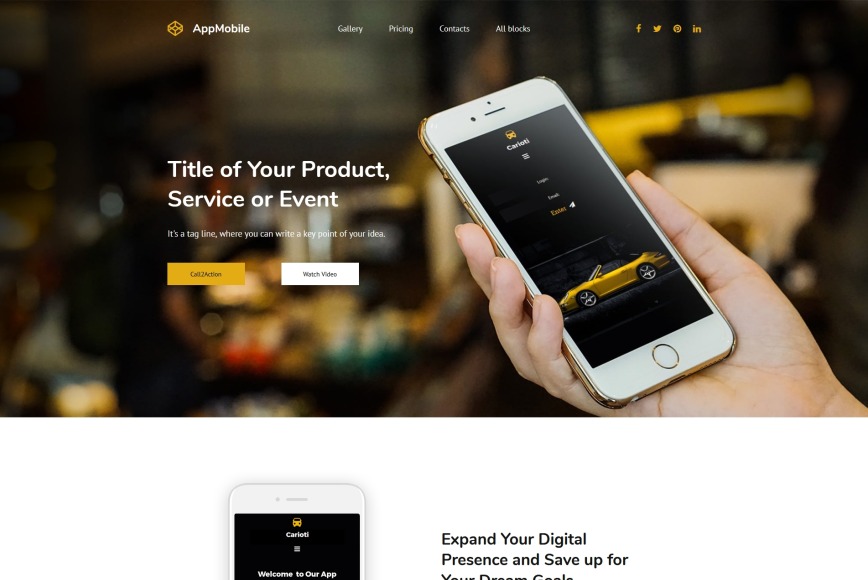 App Landing Page Template for Mobile Application - MotoCMS