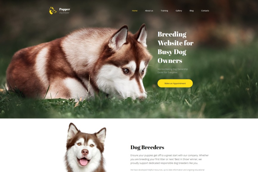 Free Dog Breeder Website Templates