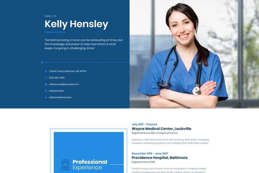 Medical Landing Page Design for Nurse - MotoCMS