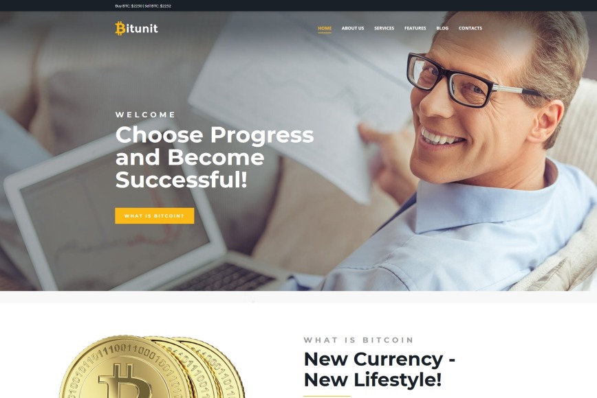 Cryptocurrency Website Template for Bitcoin Exchange - MotoCMS