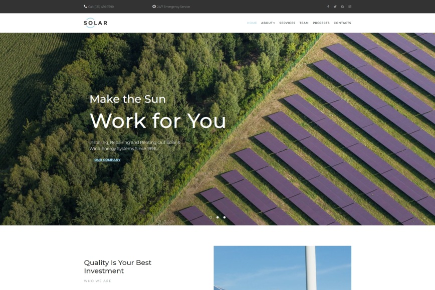 Solar Energy Web Template for Solar System Website - MotoCMS