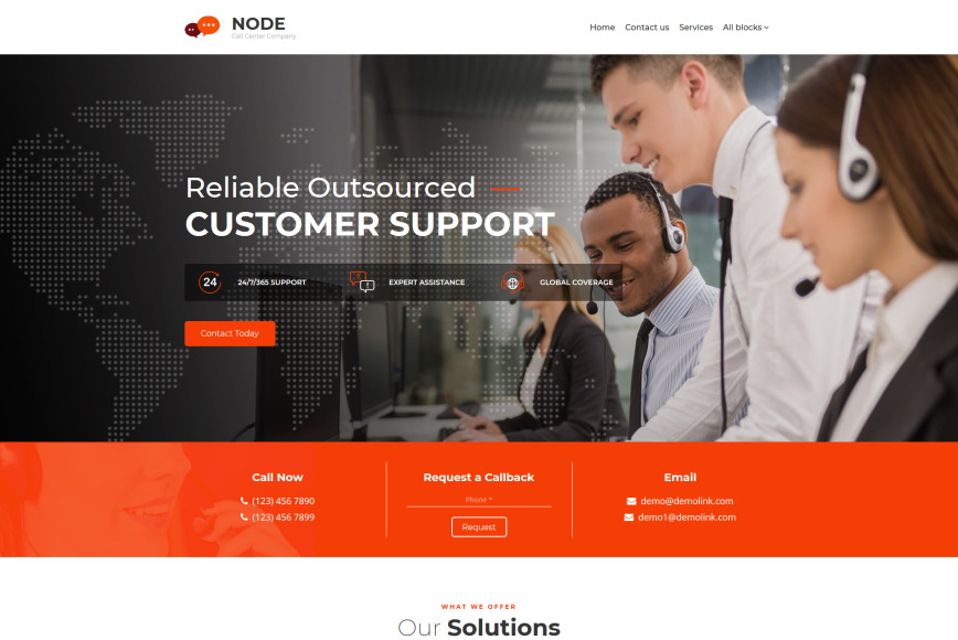 Call Center Landing Page Template - MotoCMS