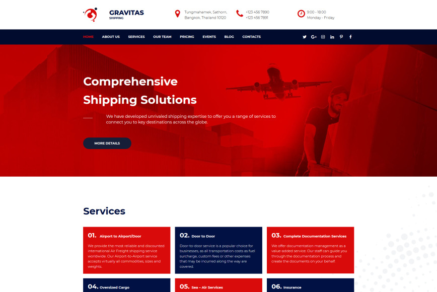 Shipping Website Design for Company - Gravitas - MotoCMS