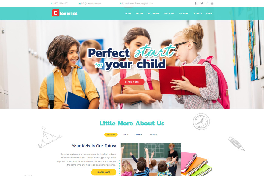Kids School Website Template - MotoCMS