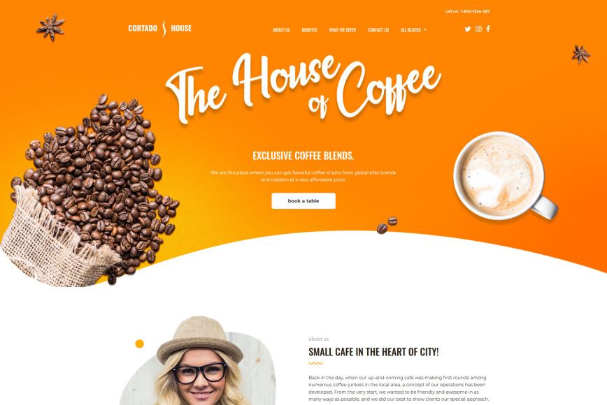 Coffee Landing Page Template for Cafe - MotoCMS