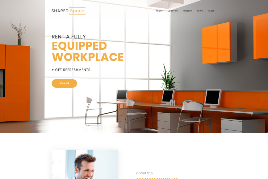 Workspace Website Template for Coworking Site - MotoCMS