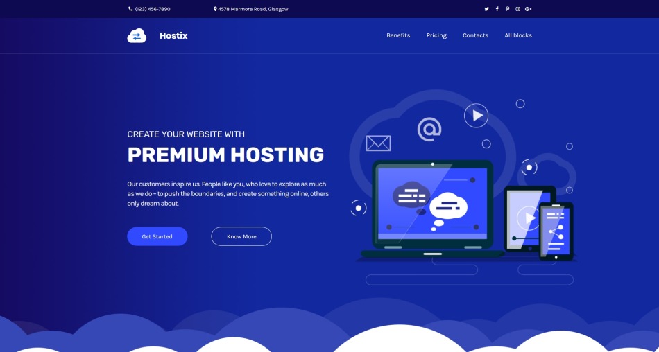 Homepage-Vorlage für erfolgreiche Hosting-Firma - MotoCMS
