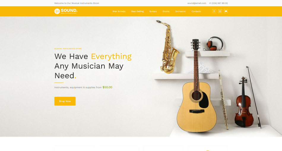 Musical Instruments Website Template for Music E-Store - MotoCMS