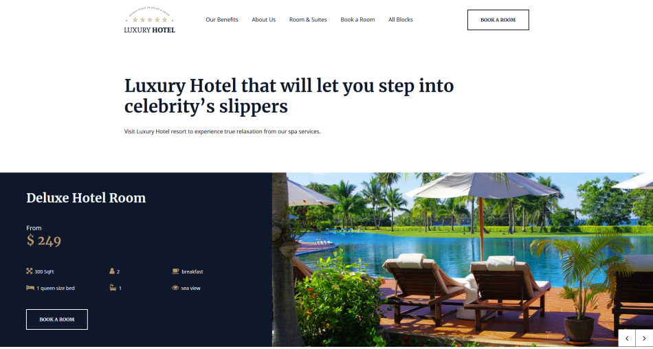 Hotel Landing Page Template for Luxury Resorts - MotoCMS